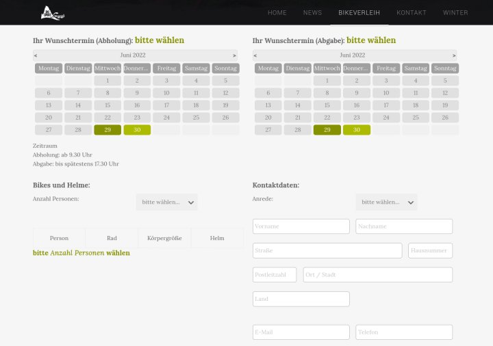 Buchungsfunktion - Friedlein Software & Webentwicklung